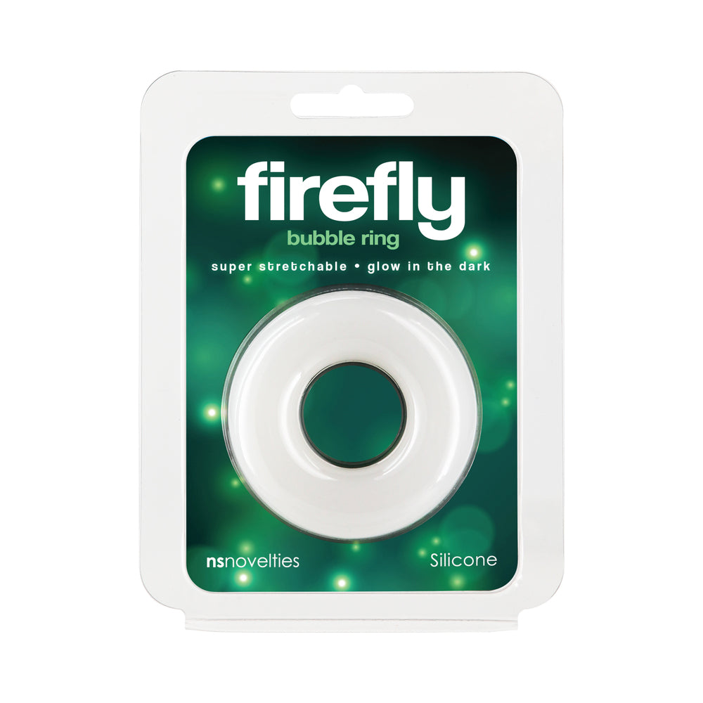 Firefly Bubble Ring Large Glow-in-the-Dark Cock Ring White – Red Garter