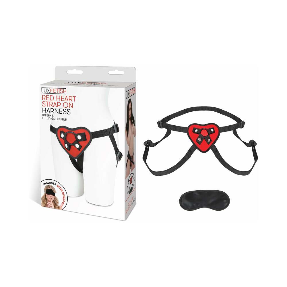 Lux Fetish Red Heart Strap-On Harness | Red Garter