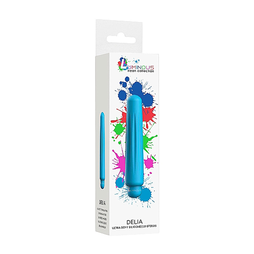 Luminous Delia 10-Speed Bullet Vibrator With Silicone Sleeve Turquoise ...