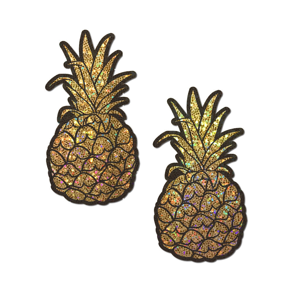 Pastease Pineapple on Glitter Gold Nipple Covers – Red Garter